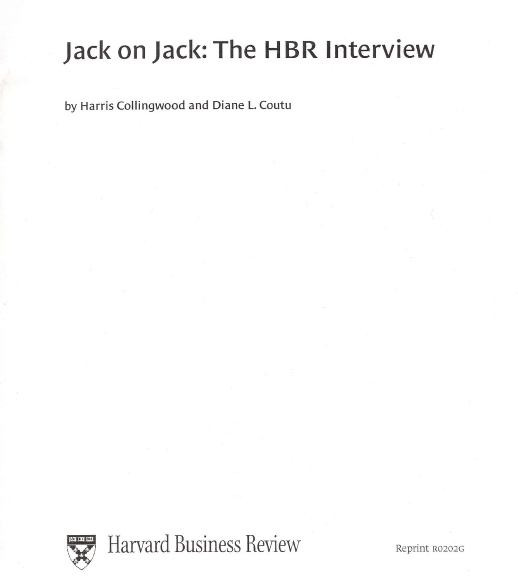 Jack on Jack: The Harvard Business Interview on Jack Welch