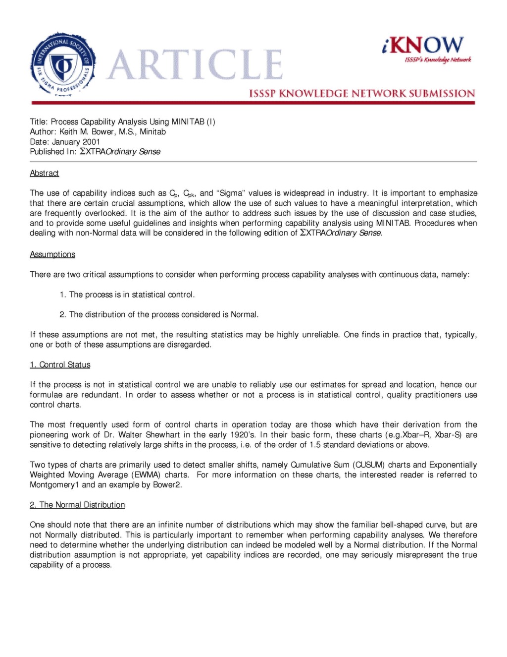 White Paper: Process Capability Analysis Using Minitab