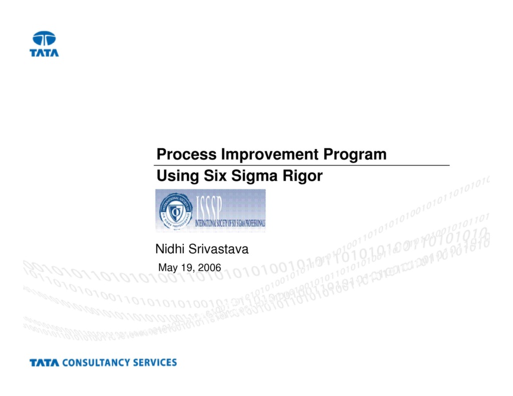 Six Sigma Presentation: Process Improvement Program Design