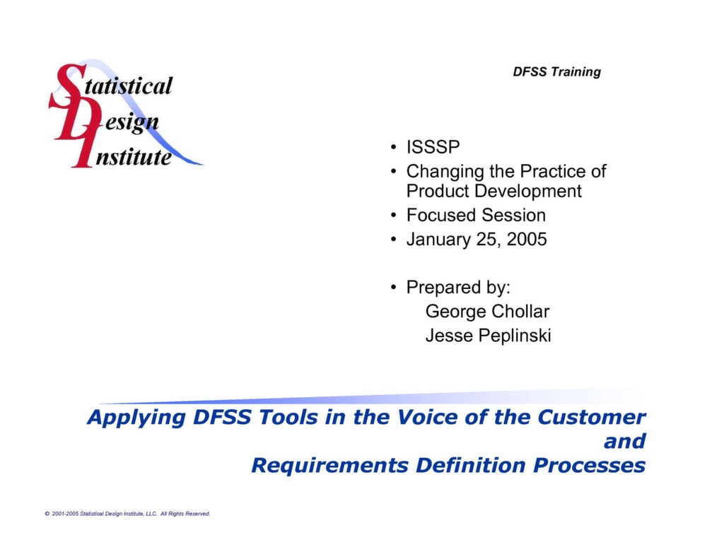 Presentation: Product Life Cycle Management and the Role of DFSS