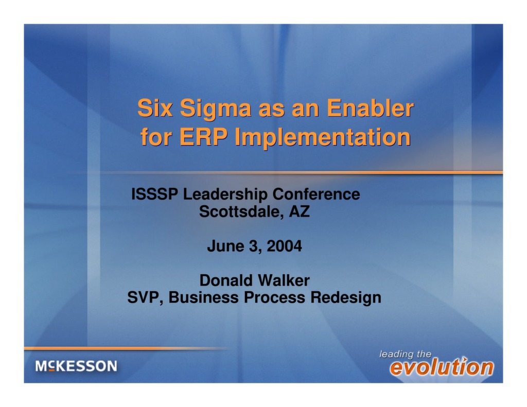Video: Six Sigma as an Enabler for ERP Implementation