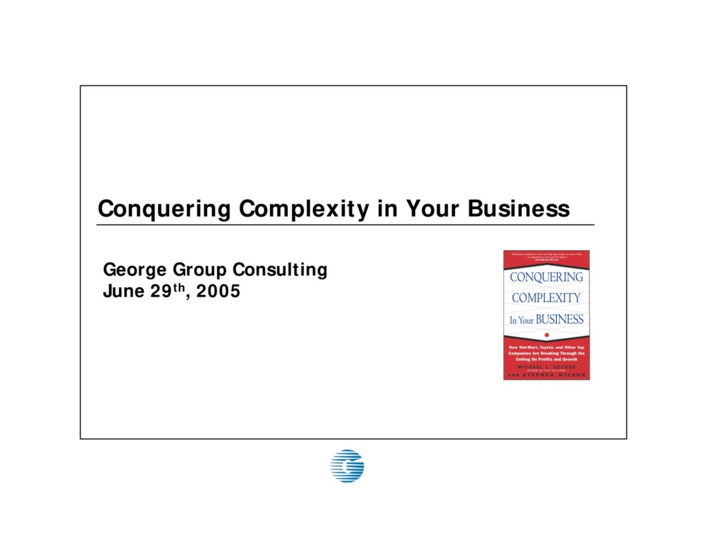 Conquering Complexity in Your Business — ISSSP for Lean Six Sigma