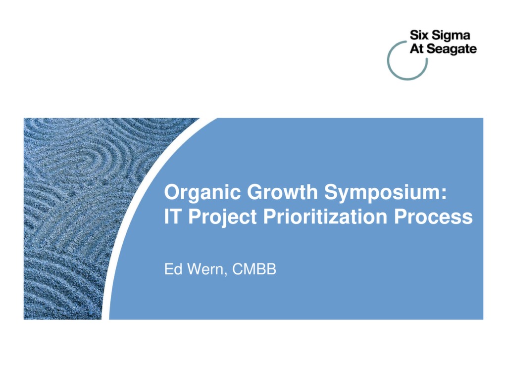 IT Project Prioritization Process — ISSSP for Lean Six Sigma