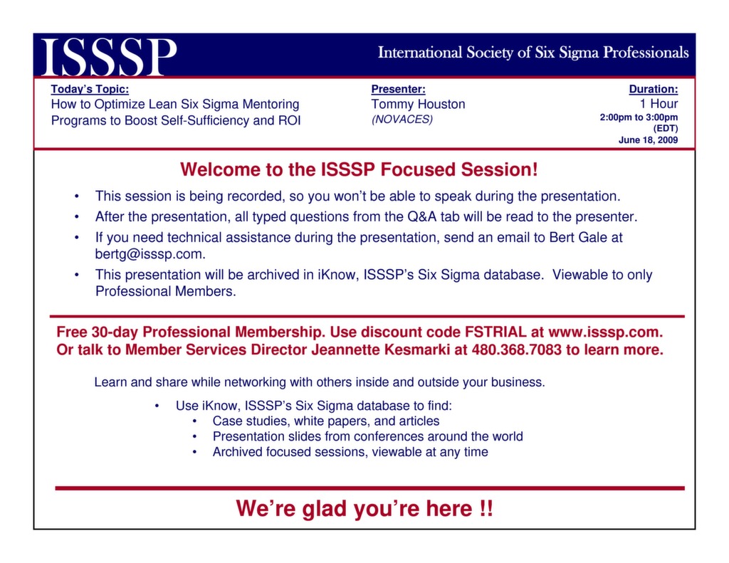 How to Optimize Lean Six Sigma Mentoring Programs to Boost ROI — ISSSP ...