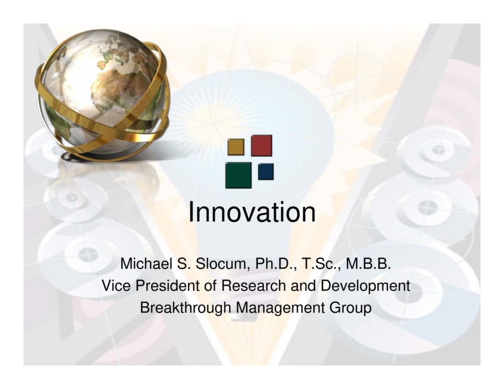 Innovation — ISSSP for Lean Six Sigma