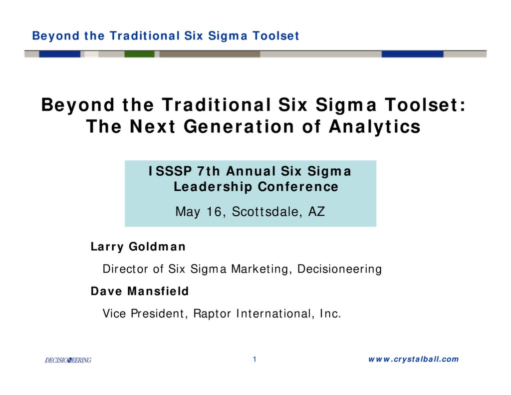 Beyond the Traditional Six Sigma Toolset: The Next Generation of ...
