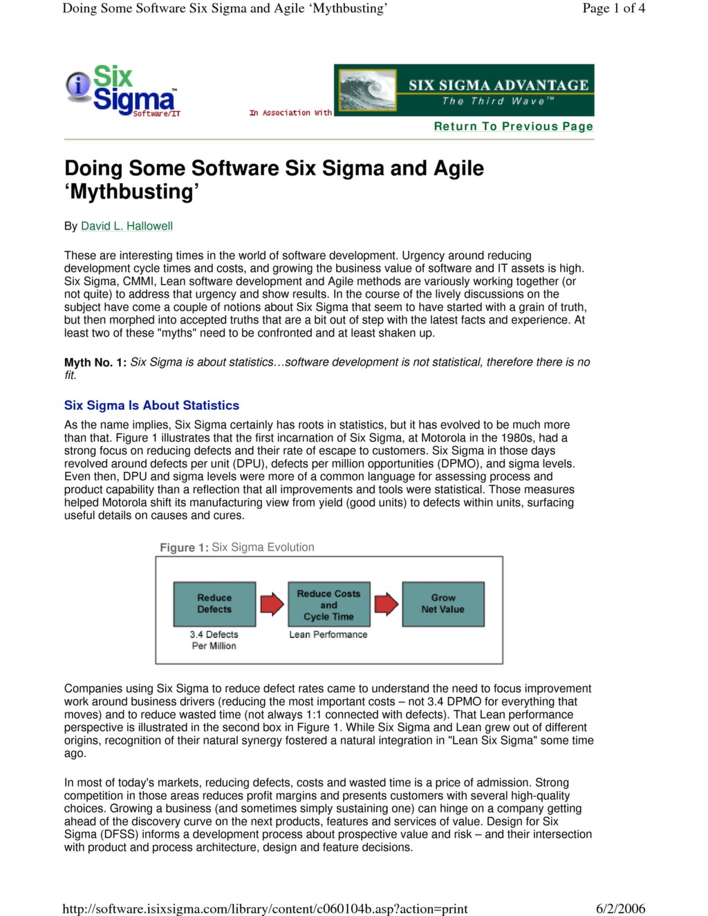 Doing Some Software Six Sigma and Agile "Mythbusting" — ISSSP for Lean Six Sigma