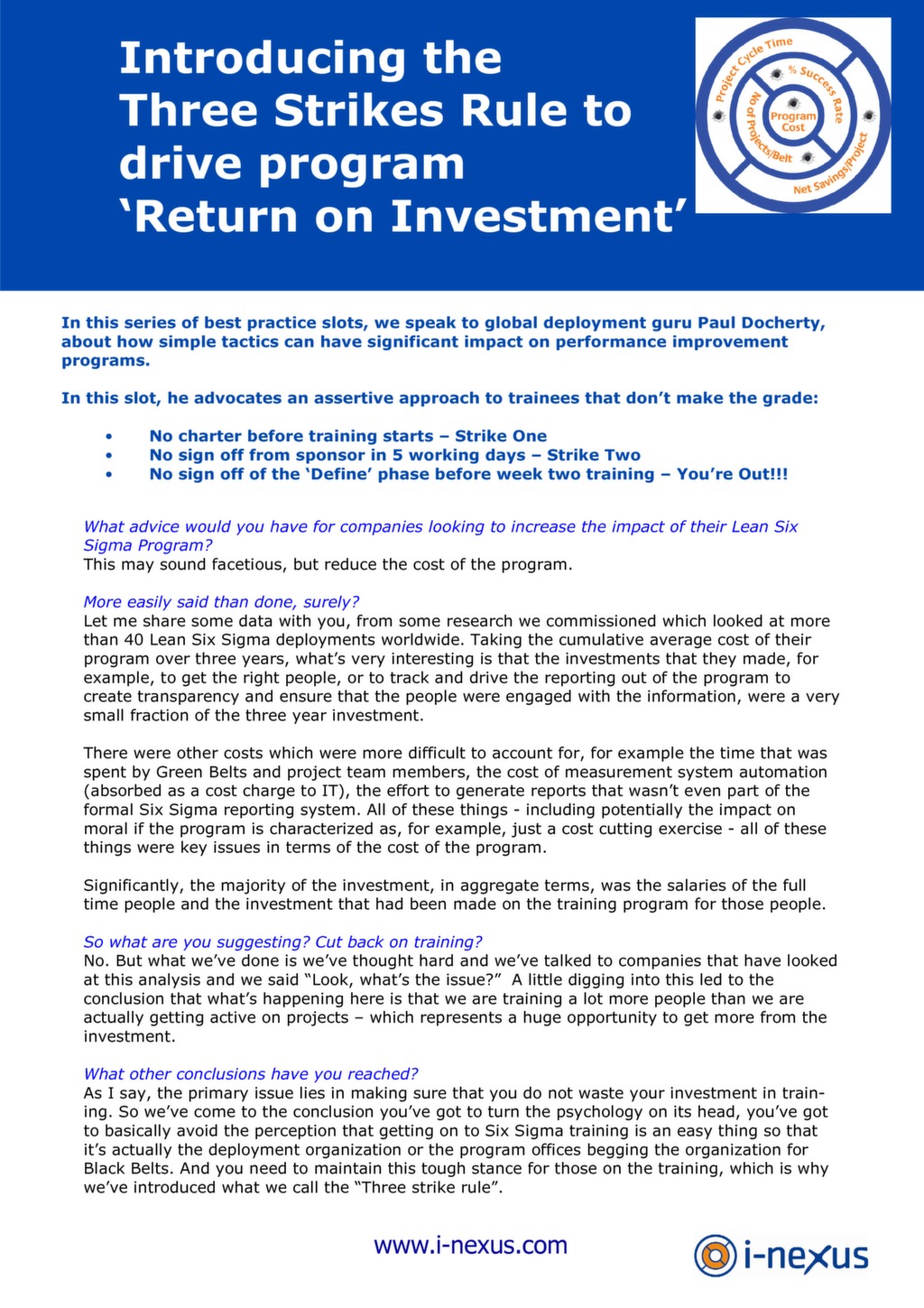 Introducing the Three Strikes Rule to Drive Program "Return on ...