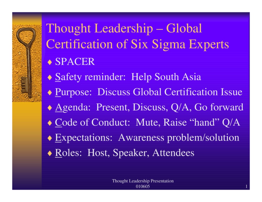 Global Certification of Six Sigma Experts — ISSSP for Lean Six Sigma