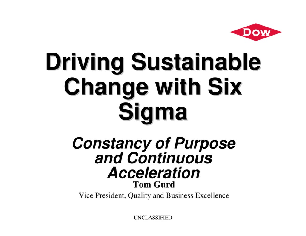 Driving Sustainable Change with Six Sigma: Constancy of Purpose and ...