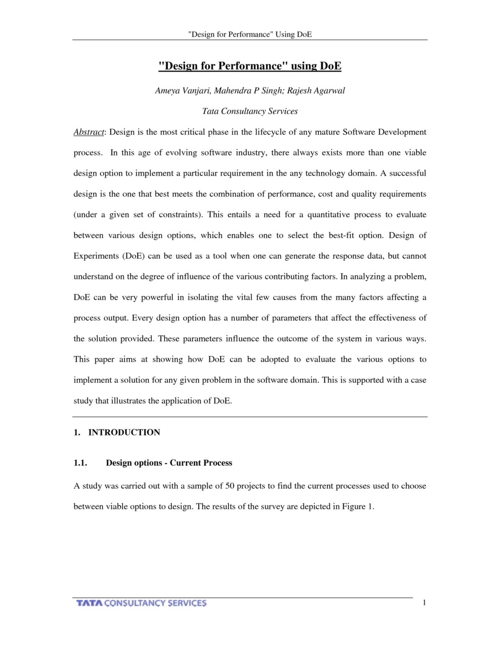 "Design for Performance" using DOE — ISSSP for Lean Six Sigma