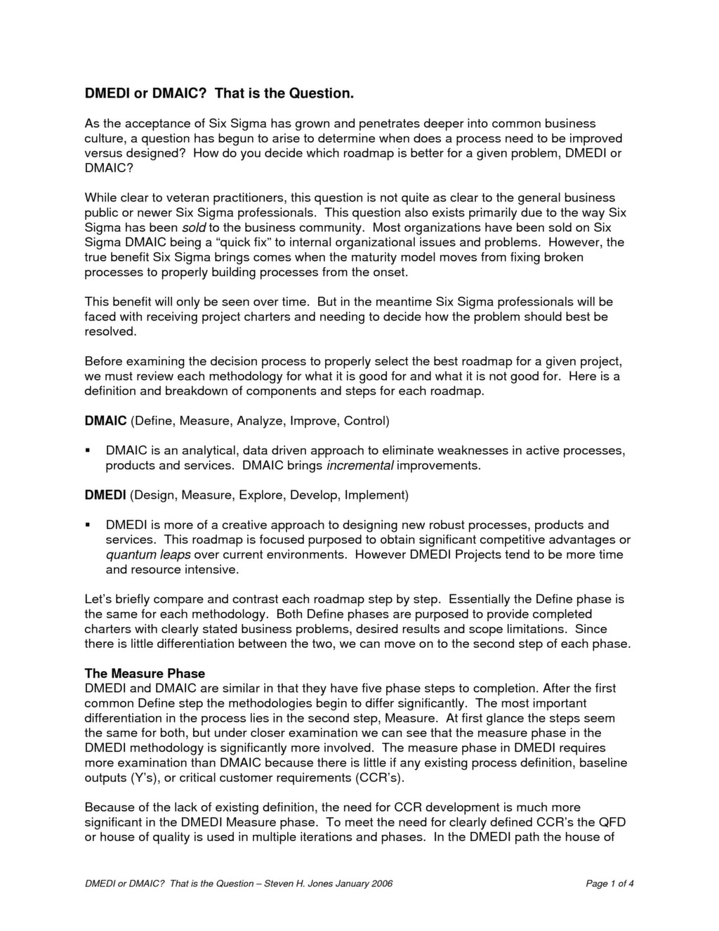 DMEDI or DMAIC? That is the question. — ISSSP for Lean Six Sigma