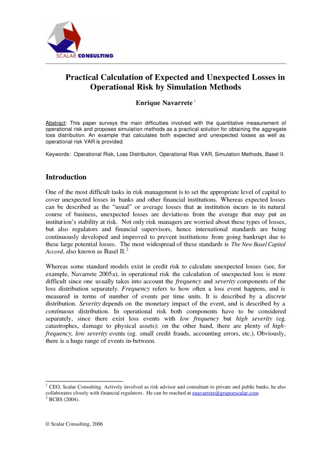 Practical Calculation of Expected and Unexpected Losses in Operational ...