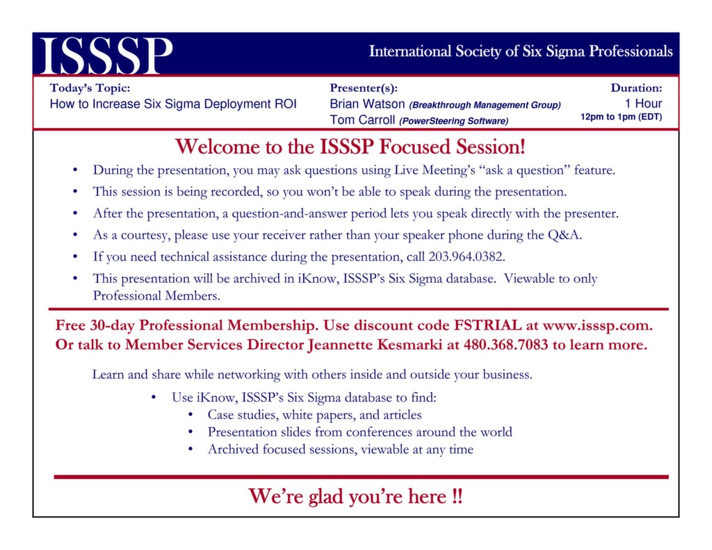 Increase Six Sigma Effectiveness Through Deployment Management Software ...