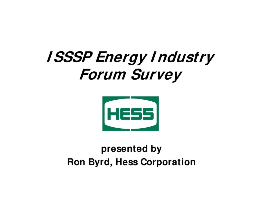 ISSSP Energy Industry Forum Survey Results — ISSSP for Lean Six Sigma