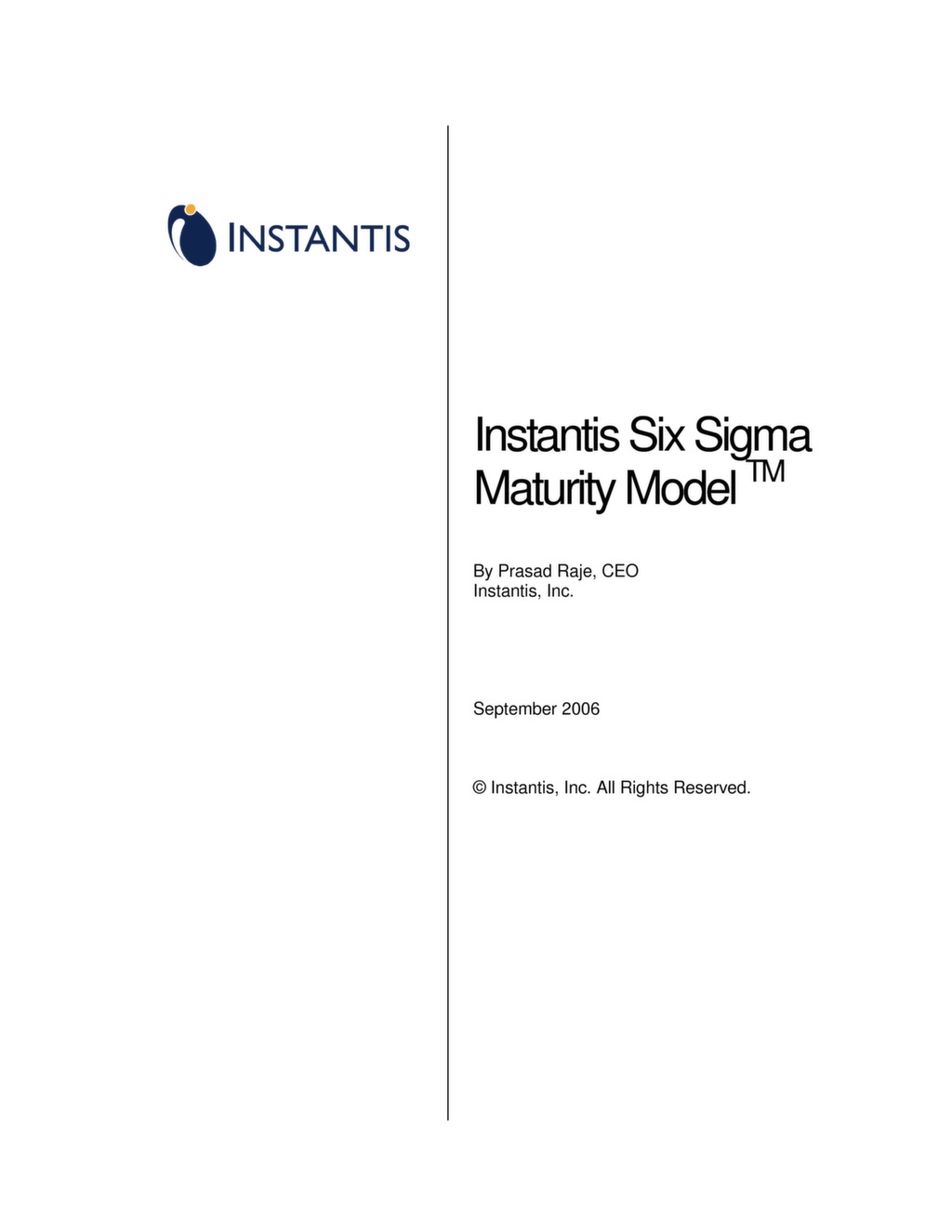 Instantis Six Sigma Maturity Model — ISSSP for Lean Six Sigma