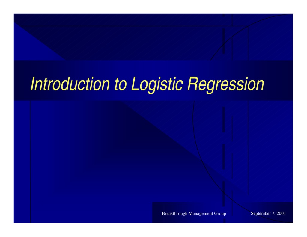 Introduction to Logistic Regression — ISSSP for Lean Six Sigma