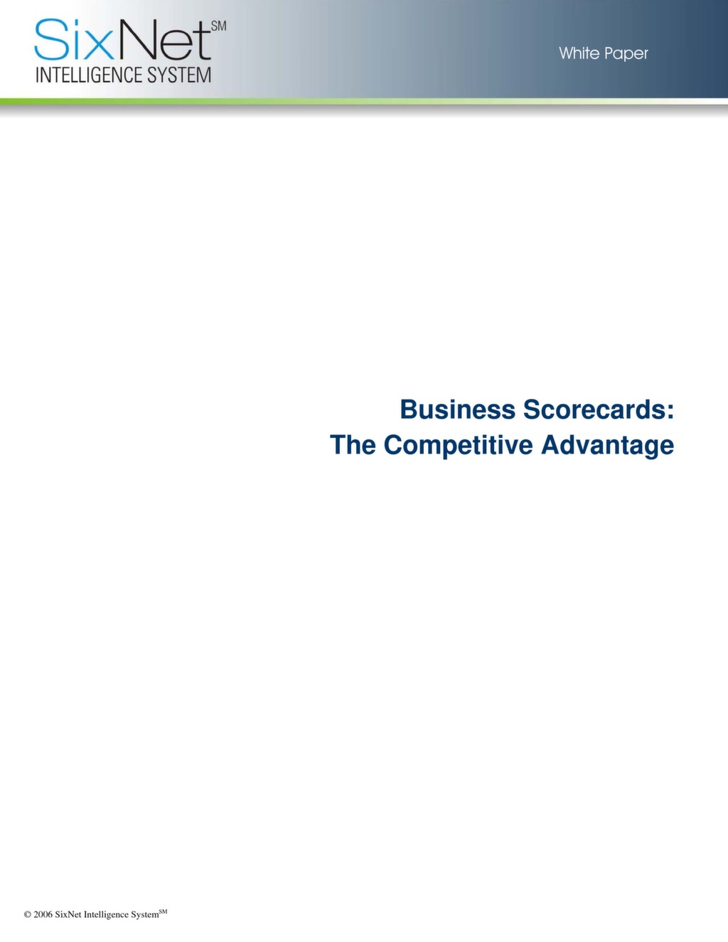 Business Scorecards: The Competitive Advantage — ISSSP for Lean Six Sigma