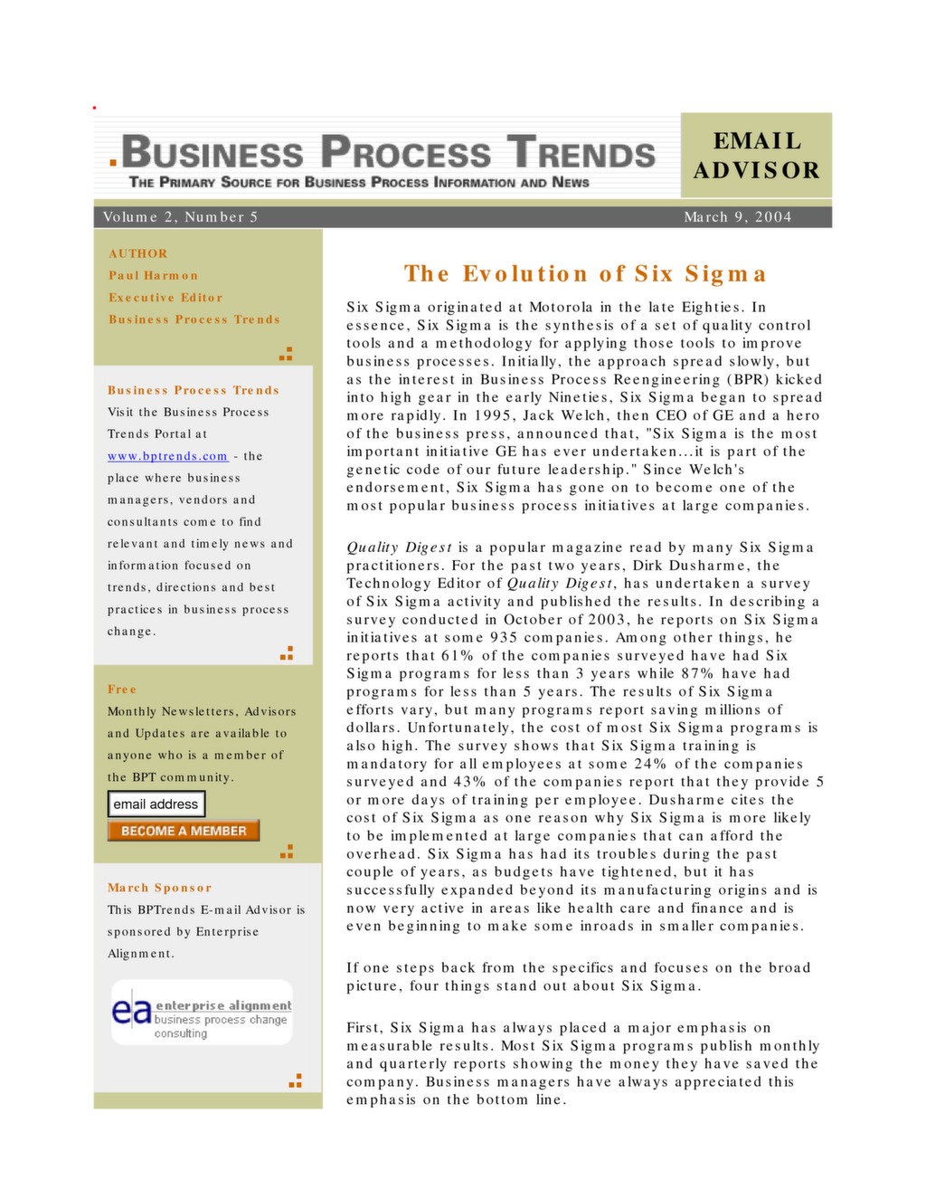 The Evolution of Six Sigma — ISSSP for Lean Six Sigma