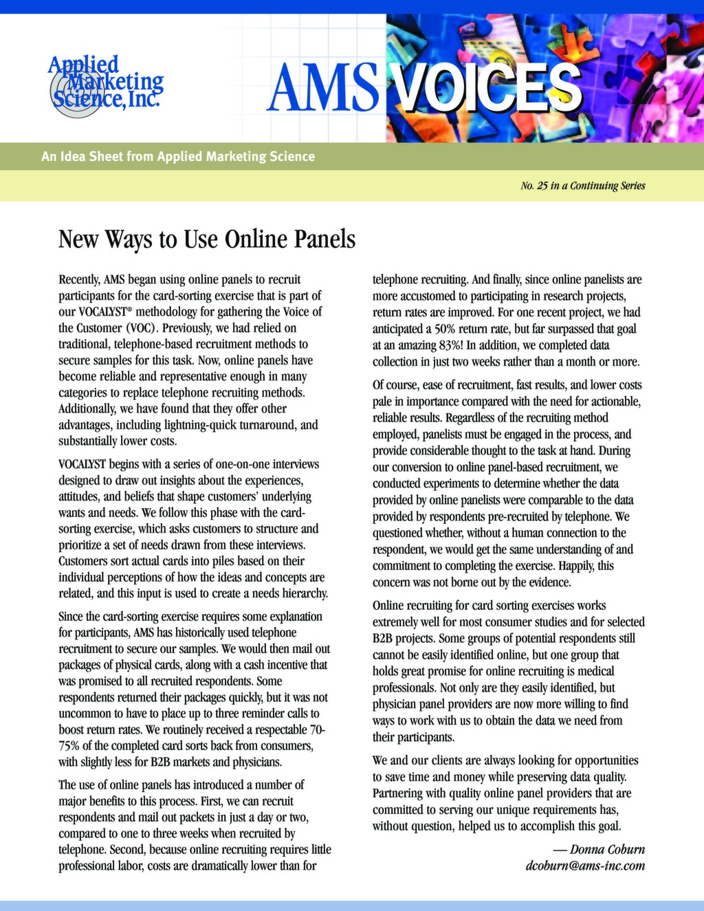 New Ways to Use Online Panels, VOC for Services: Is it Really Different ...