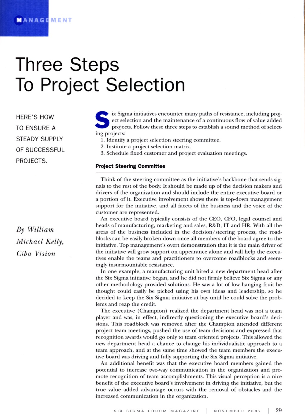 Three Steps To Project Selection — Isssp For Lean Six Sigma