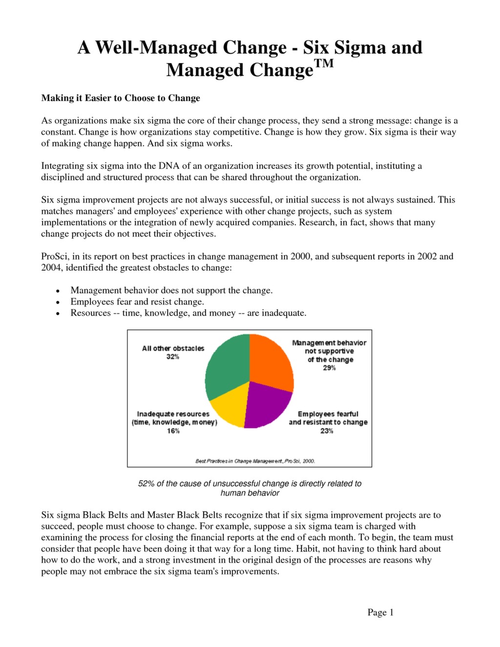 A Well-Managed Change: Six Sigma and Managed Change — ISSSP for Lean ...