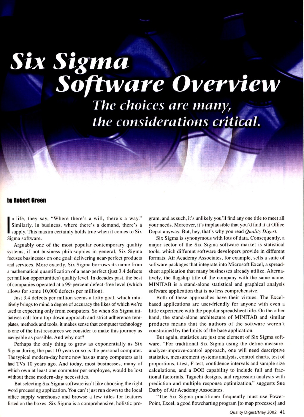 Six Sigma Software Overview: The choices are many, the considerations ...