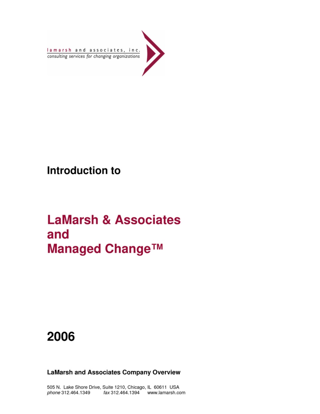 LaMarsh and Associates and Managed Change — ISSSP for Lean Six Sigma