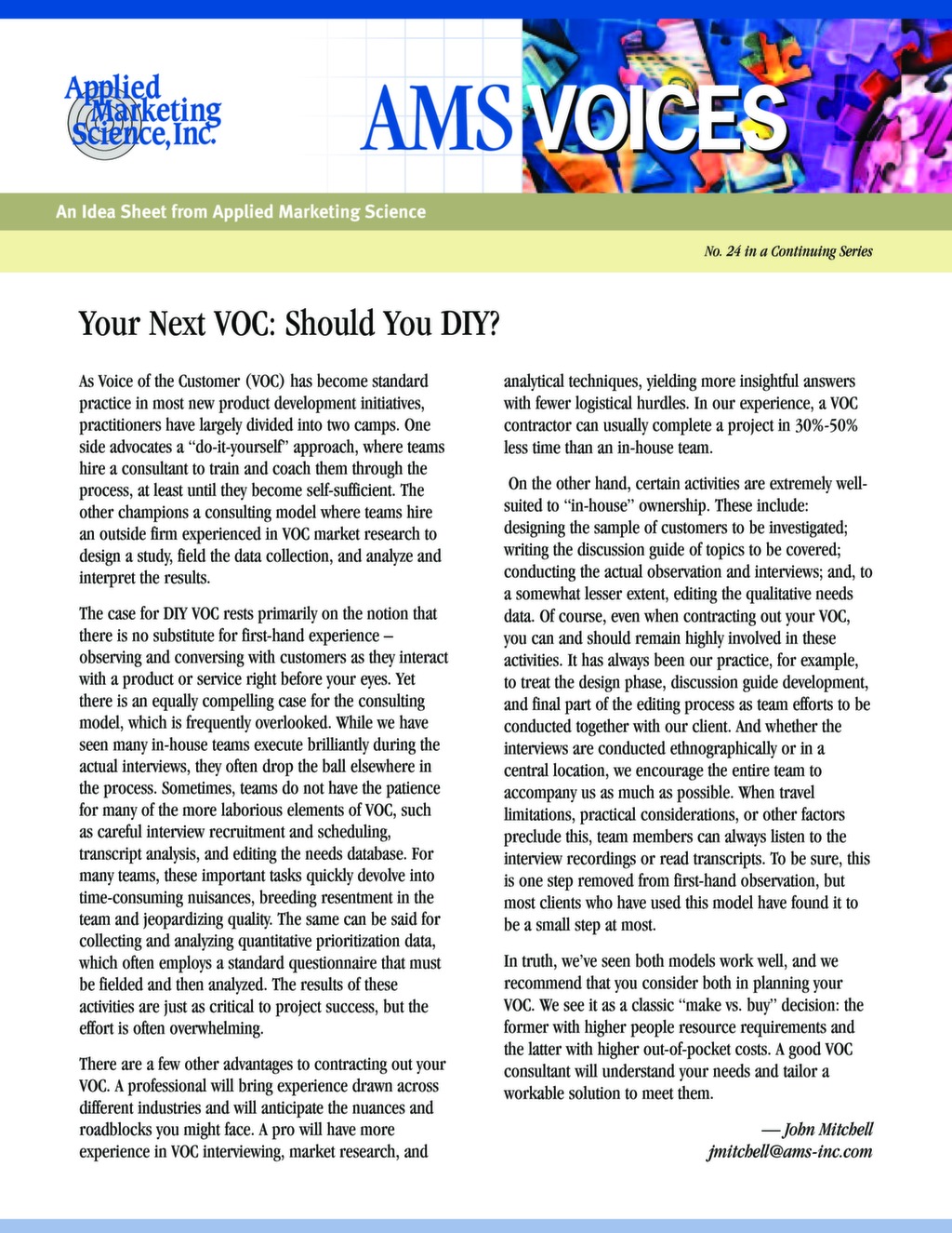 Your Next VOC: Should You DIY? — ISSSP for Lean Six Sigma