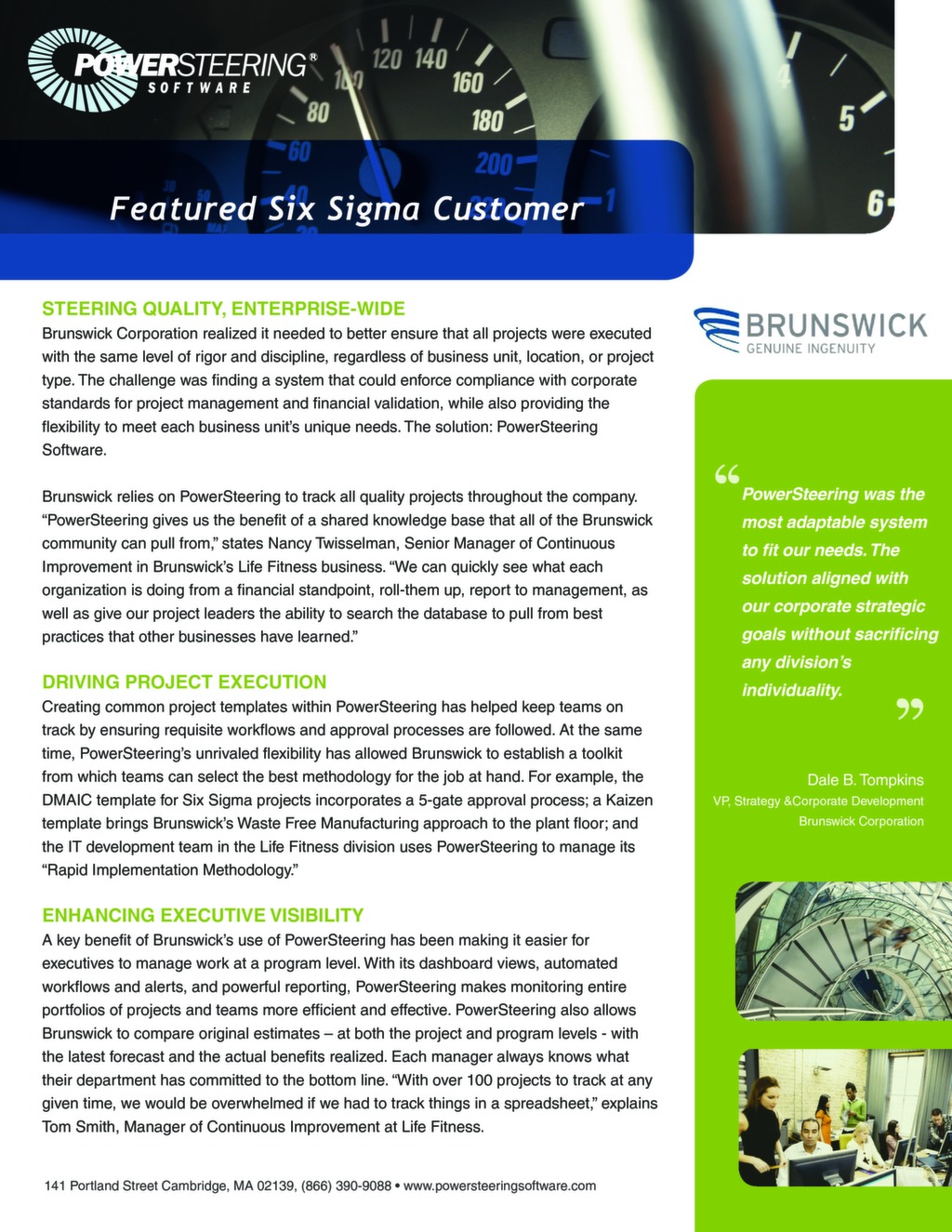 Brunswick Use of PowerSteering Software — ISSSP for Lean Six Sigma