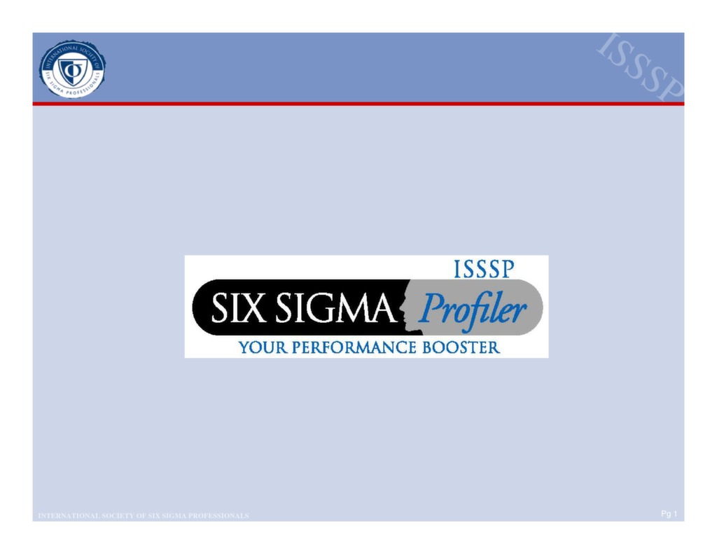 Six Sigma Profiler — ISSSP for Lean Six Sigma