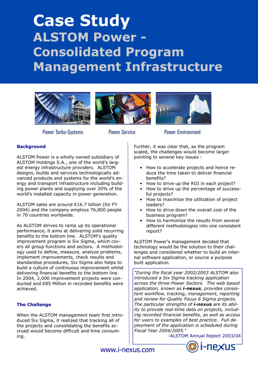 Alstom Power - Consolidated Program Management Infrastructure — ISSSP ...
