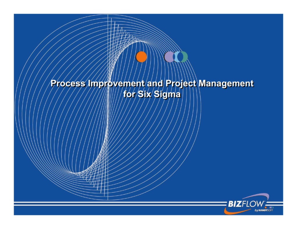Process Improvement and Project Management for Six Sigma — ISSSP for ...