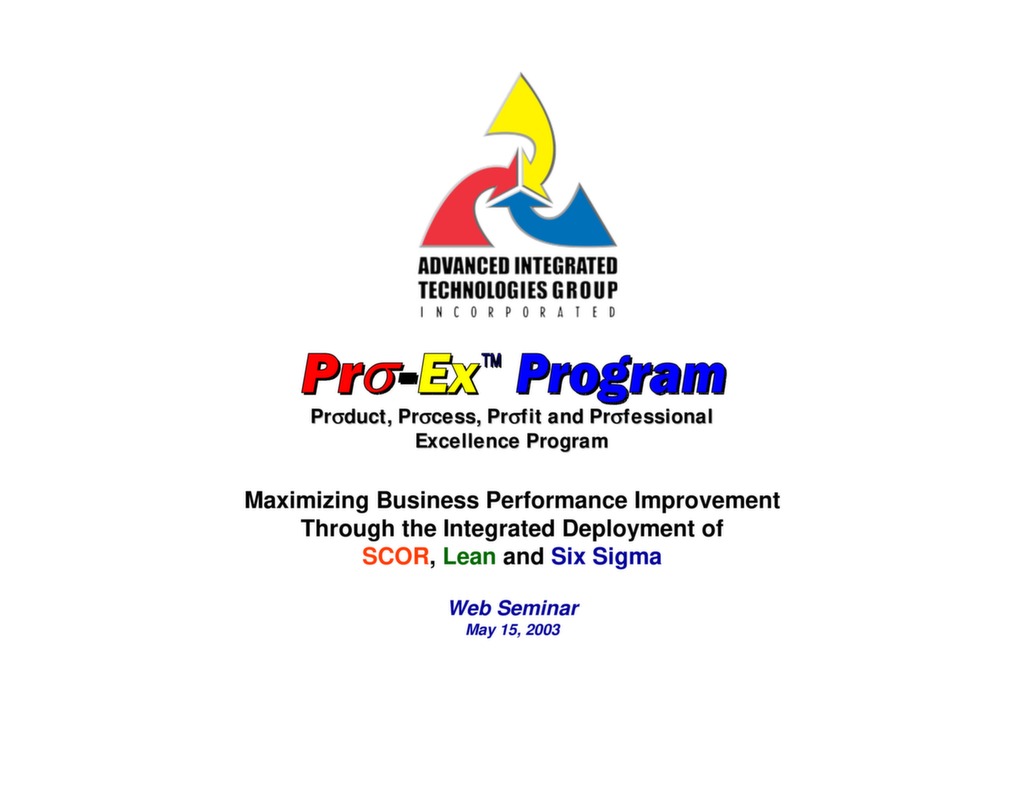Pro-Ex Program 15 May 03 — ISSSP for Lean Six Sigma