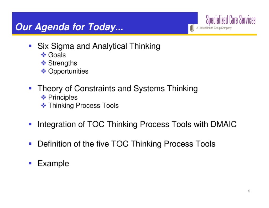 Presentation: Integration of the Theory of Constraints (TOC) Thinking ...