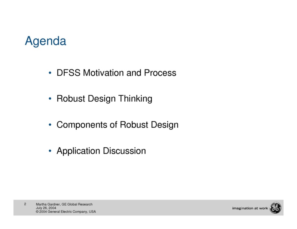 Presentation Robust Product And Process Design An Integral Part Of Dfss