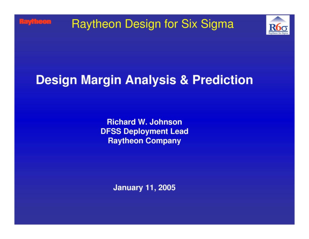 Six Sigma Presentation: Design Margin Analysis and Prediction
