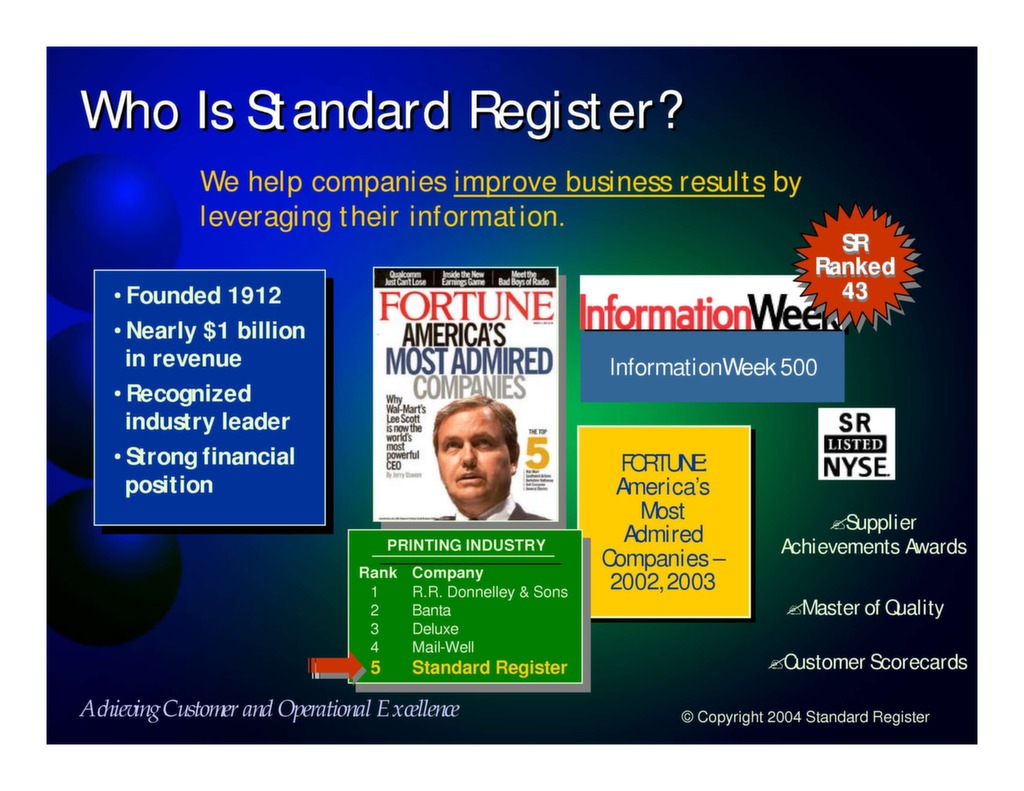 Presentation: Business Excellence Briefing at Standard Register