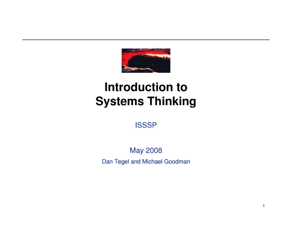 Six Sigma Presentation: Introduction to Systems Thinking