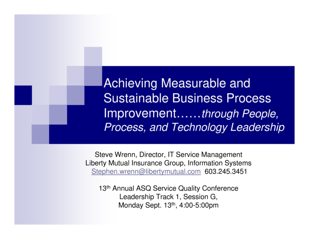 Achieving Measurable and Sustainable Business Process Improvement ...