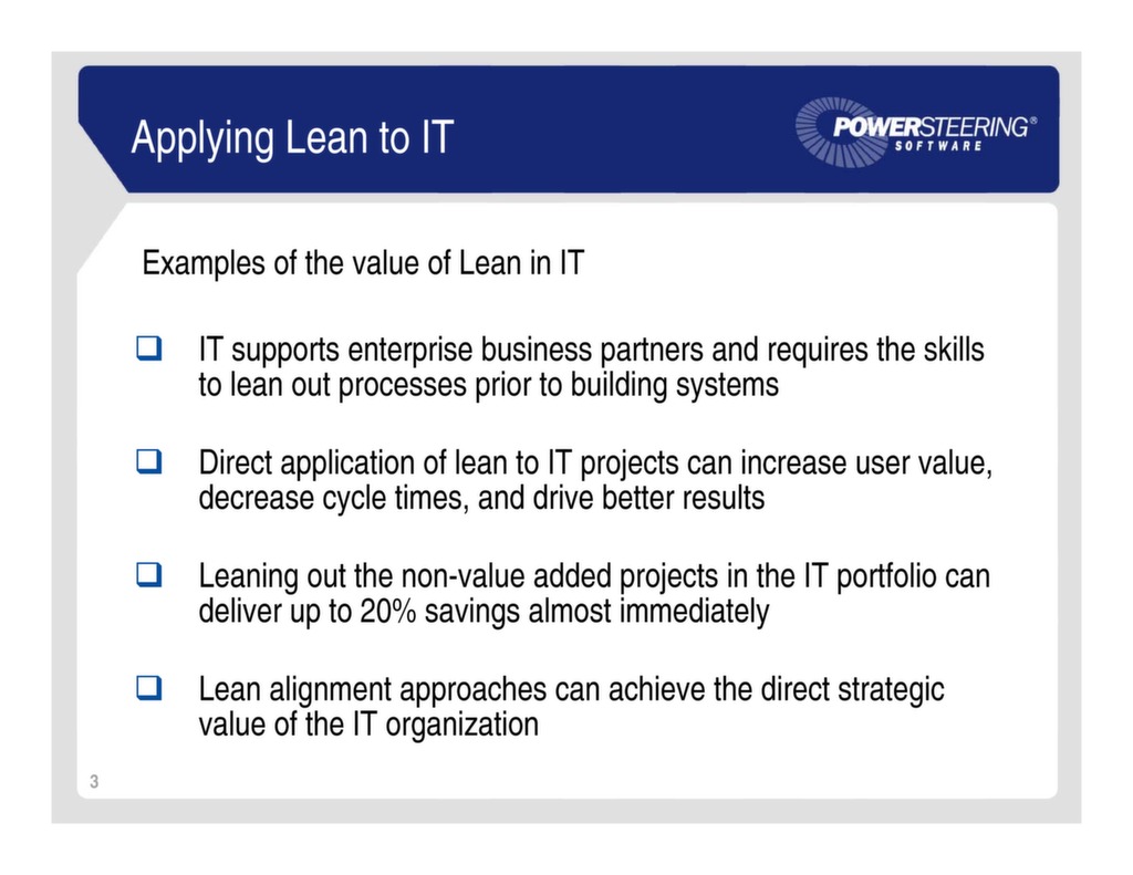 Applying Lean to IT — ISSSP for Lean Six Sigma