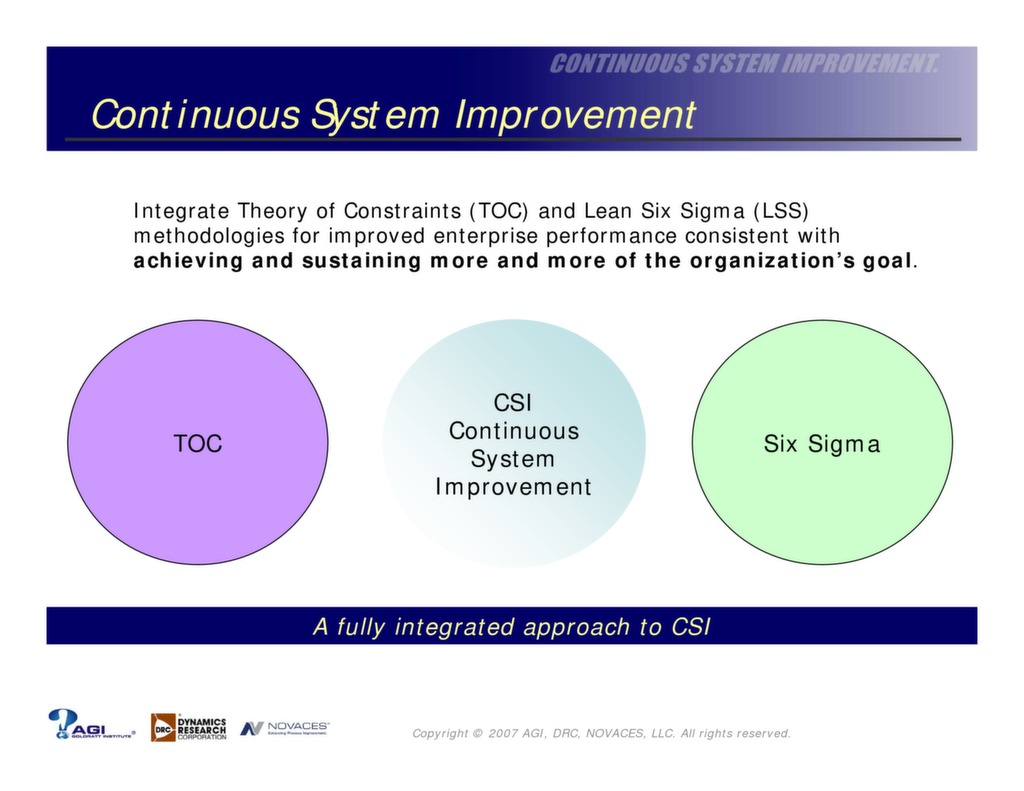 Continuous System Improvement: The Integration of TOC with Lean Six ...