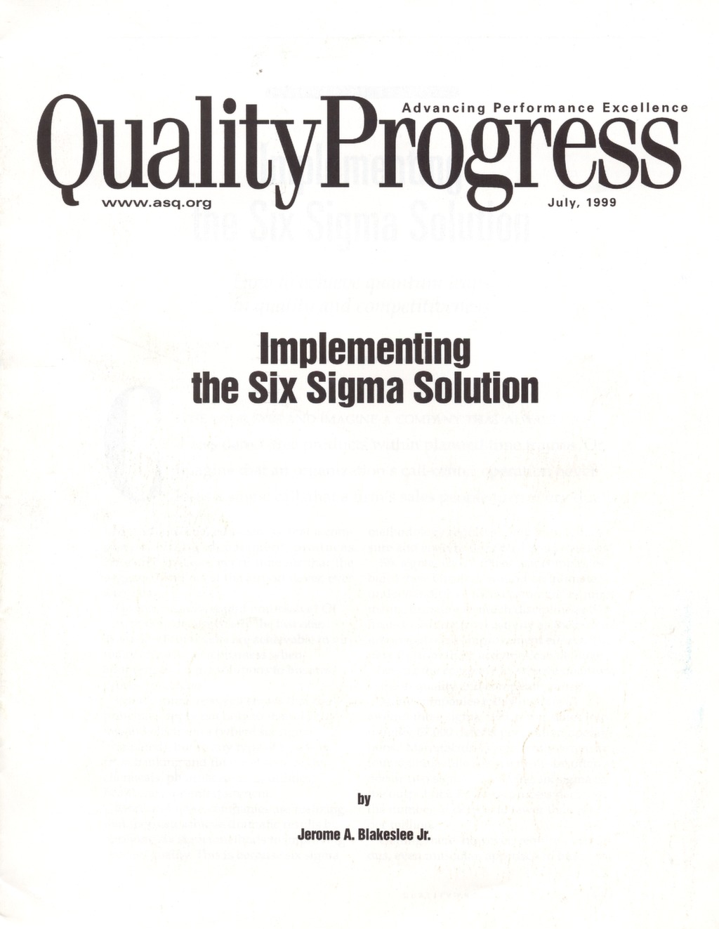 Implementing the Six Sigma Solution — ISSSP for Lean Six Sigma