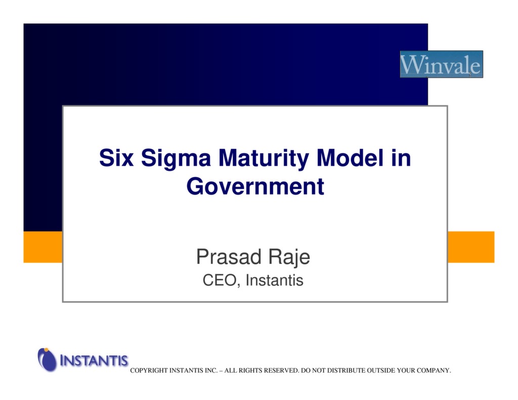 The Six Sigma Maturity Model in Government — ISSSP for Lean Six Sigma