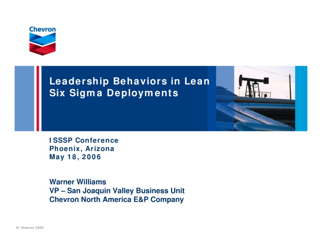 Leadership Behaviors in Lean Six Sigma Deployments — ISSSP for Lean Six ...
