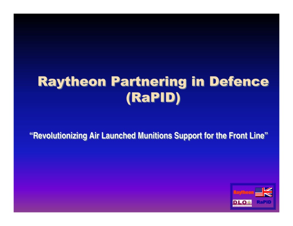 Raytheon Partnering In Defence (RaPID) — ISSSP for Lean Six Sigma