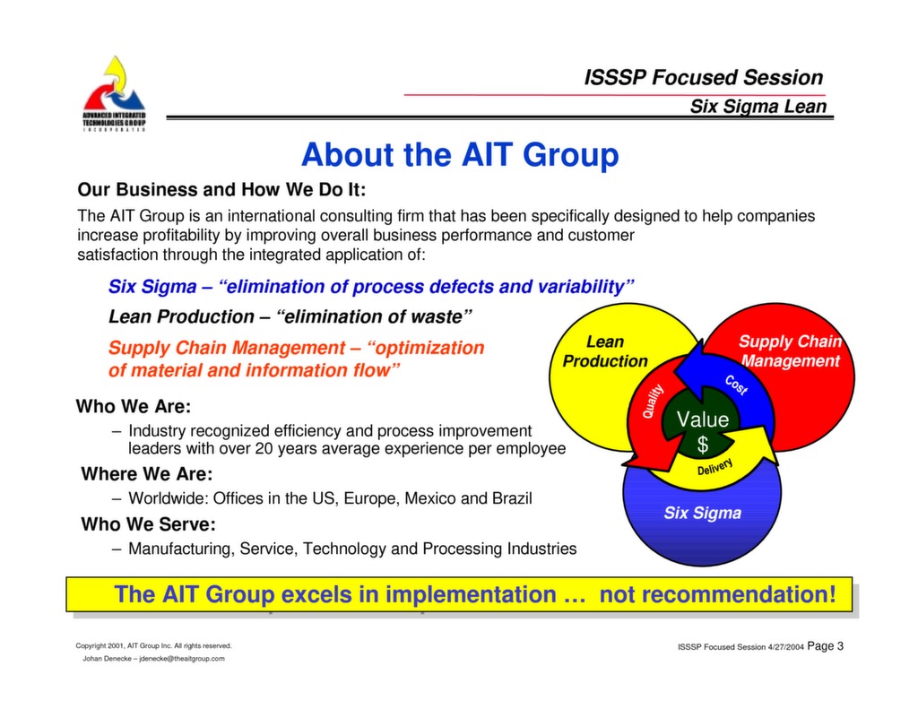 Lean and Six Sigma Integration — ISSSP for Lean Six Sigma