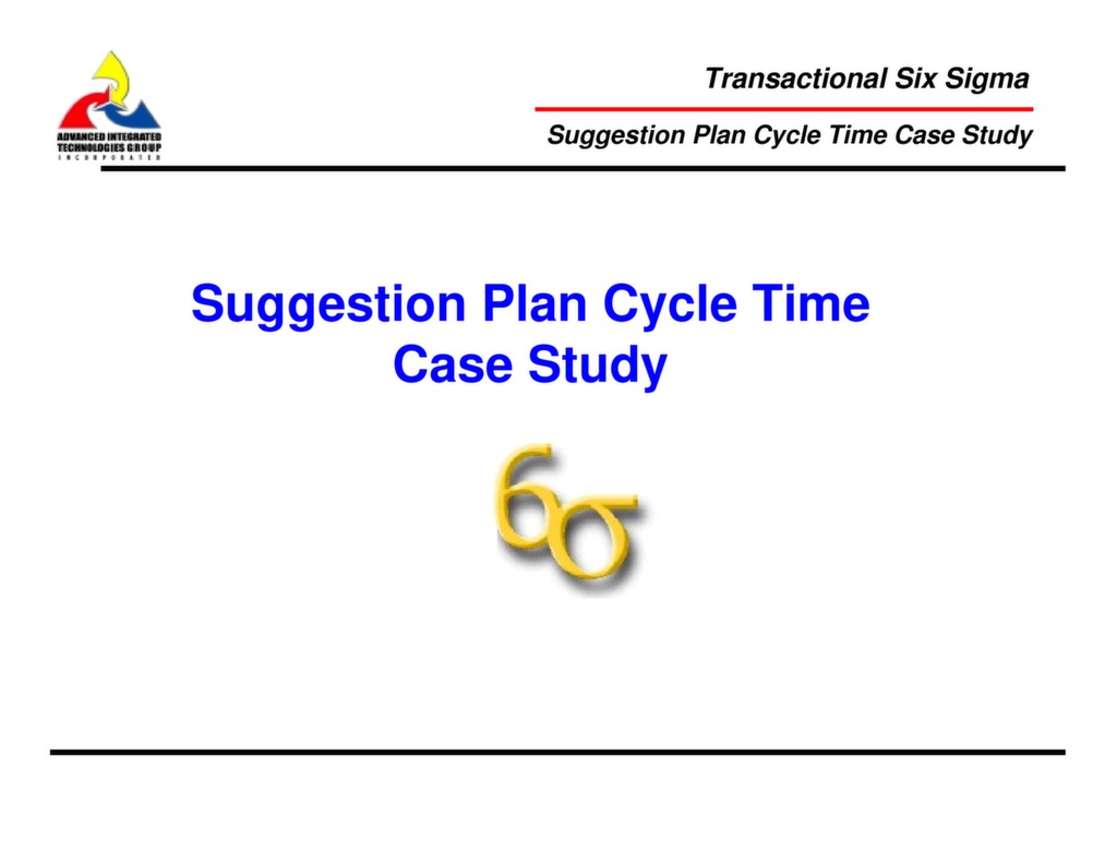 Suggestion Plan Cycle Time Case Study — ISSSP for Lean Six Sigma