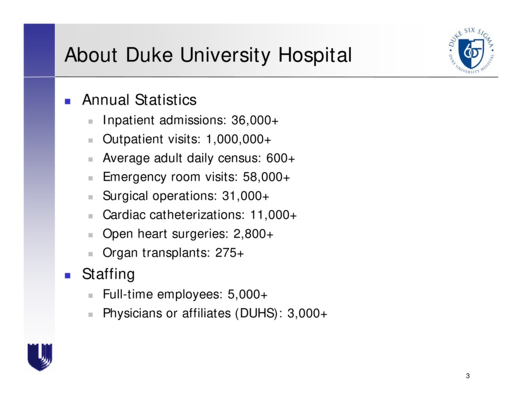 Six Sigma in Healthcare: The Duke University Hospital Performance ...