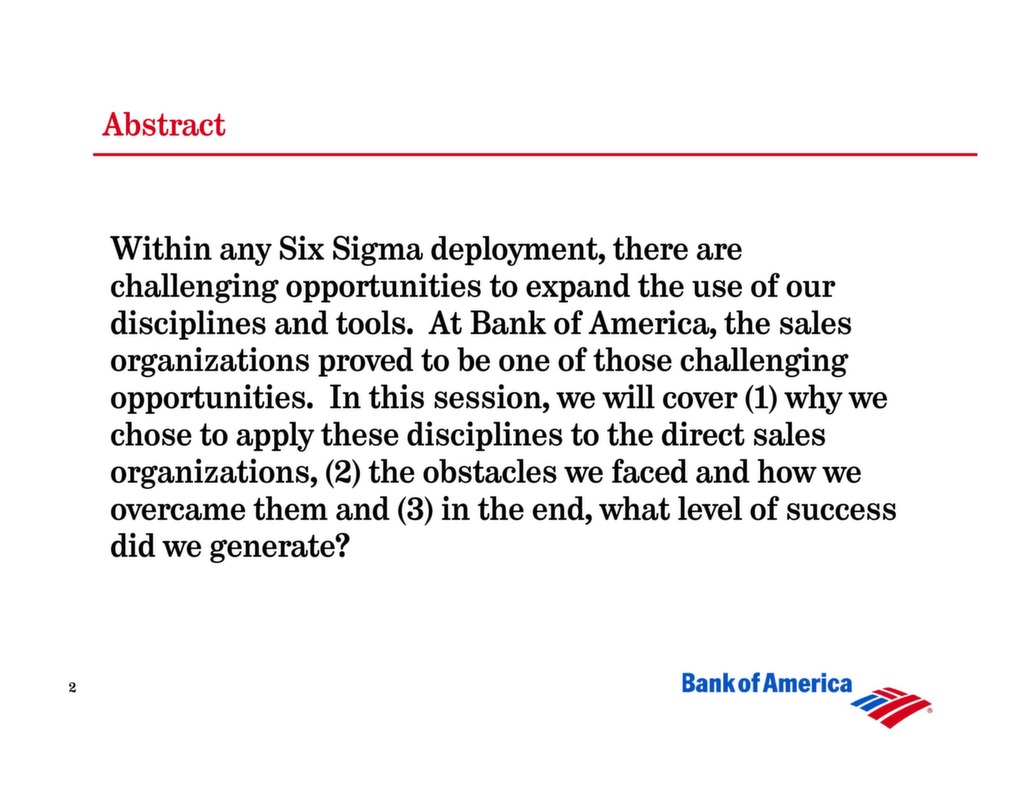 Expanding the Use of Six Sigma Disciplines and Tools to Sales Processes ...